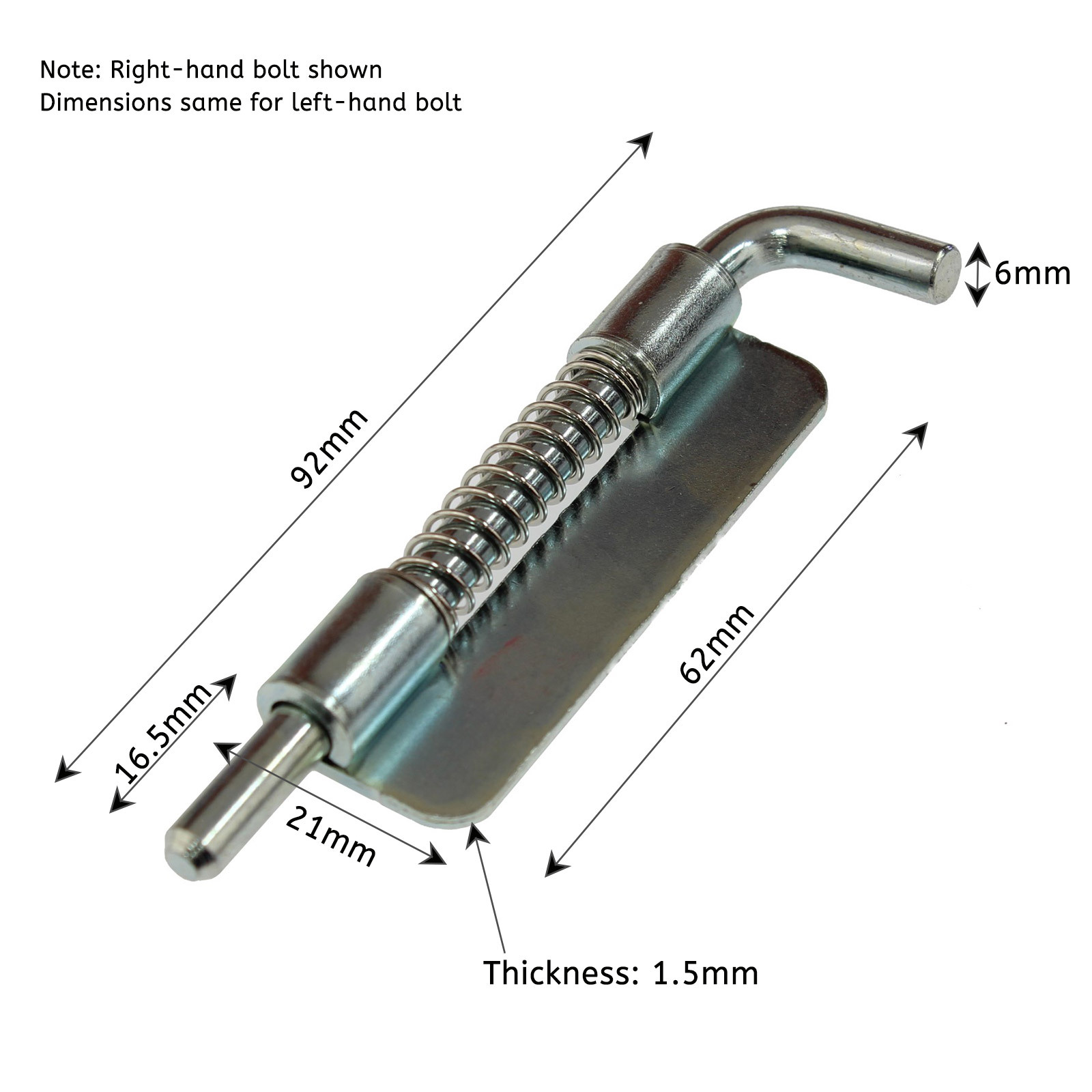 Spring bolt zinc plated
