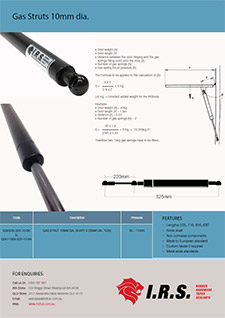 Gas Strut 10mm dia. Shaft x 22mm dia. Tube